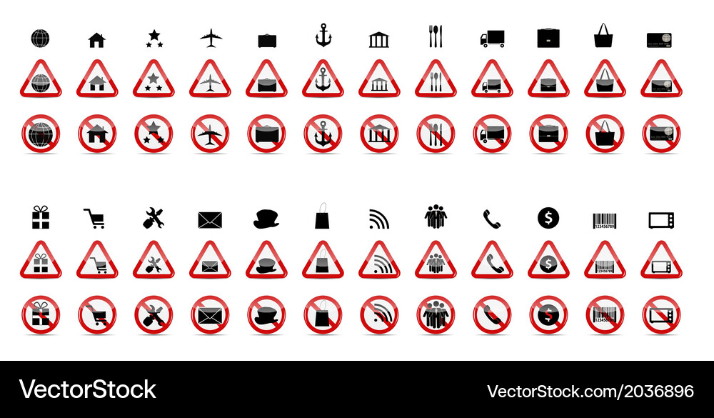 Set of prohibition signs Royalty Free Vector Image