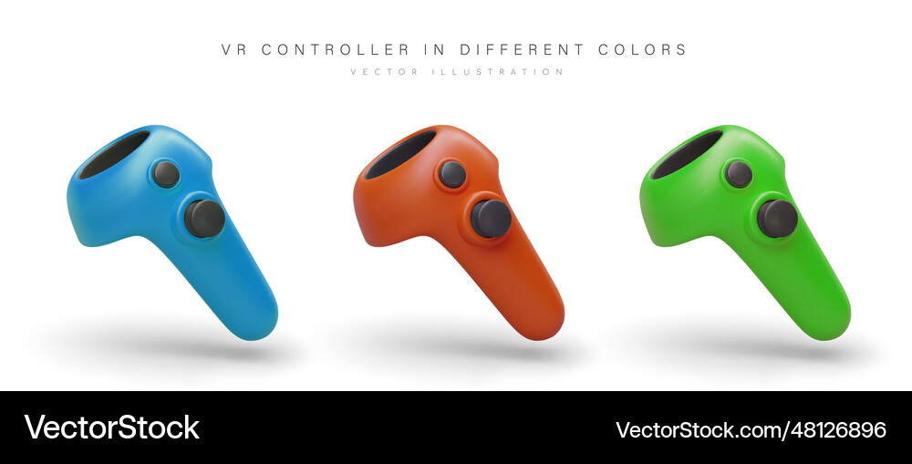 Set of vr controllers blue red green color Vector Image