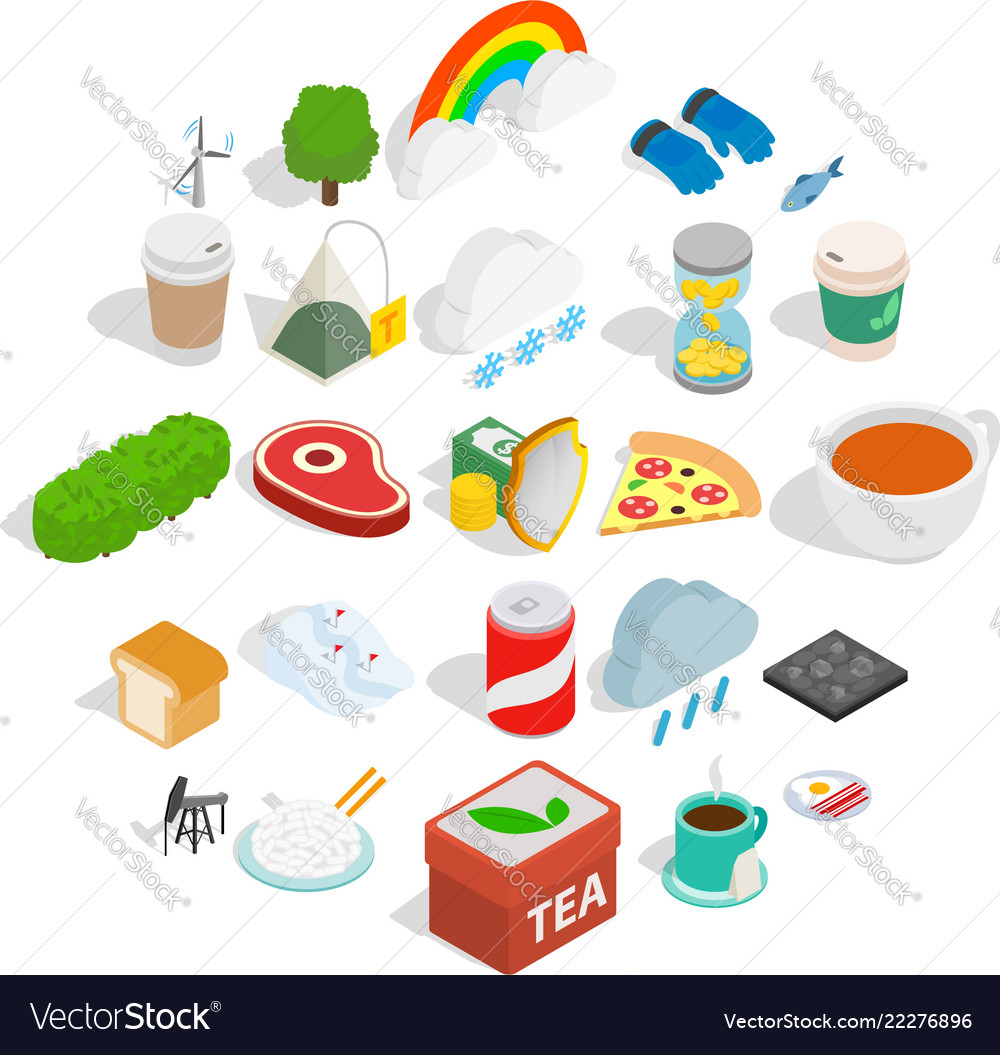 Spring icons set isometric style Royalty Free Vector Image
