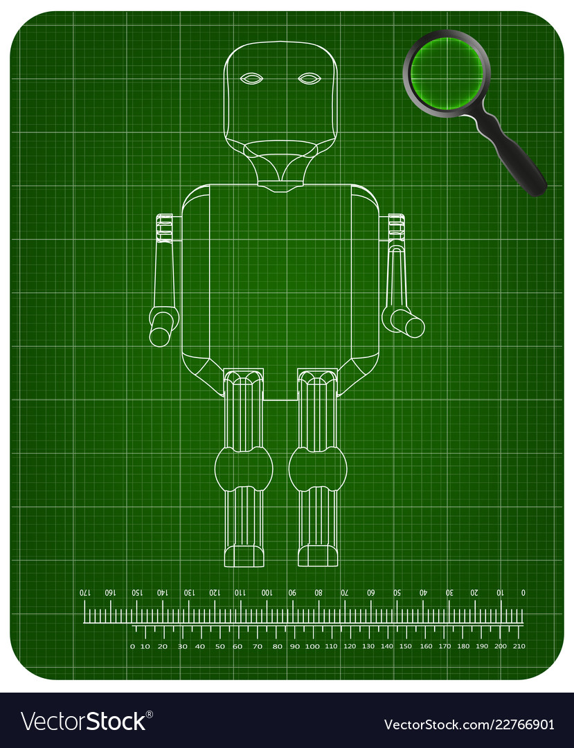 3d model of the robot on a green Royalty Free Vector Image