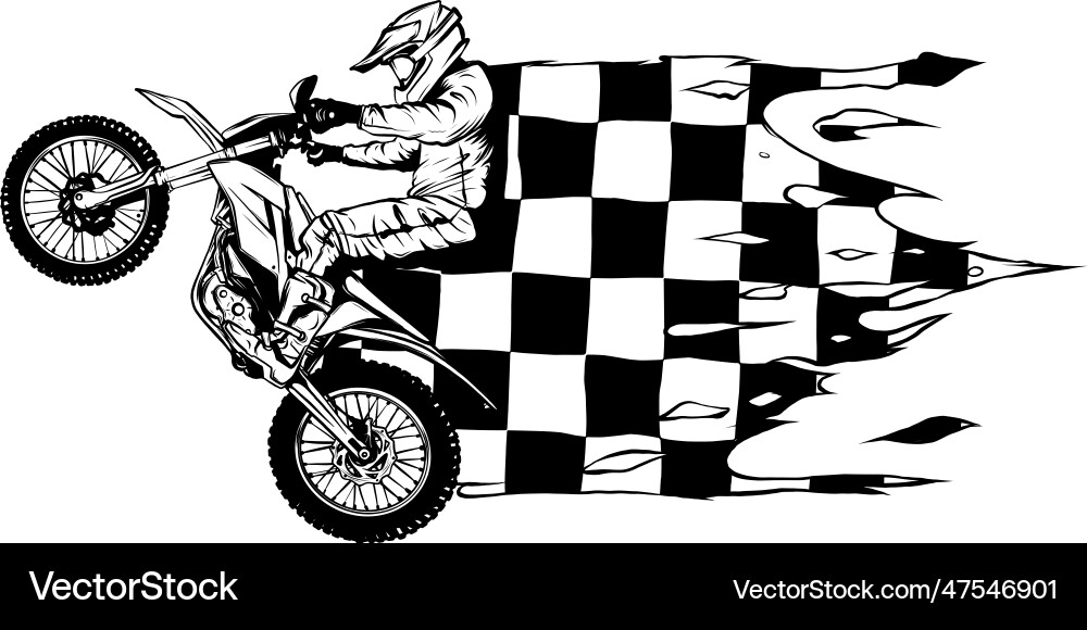 Black and white jumping racer riding Royalty Free Vector