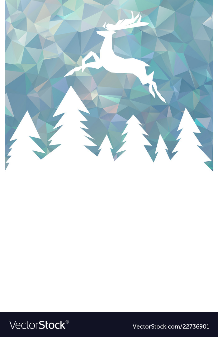 Christmas card with geometric forest and deer Vector Image