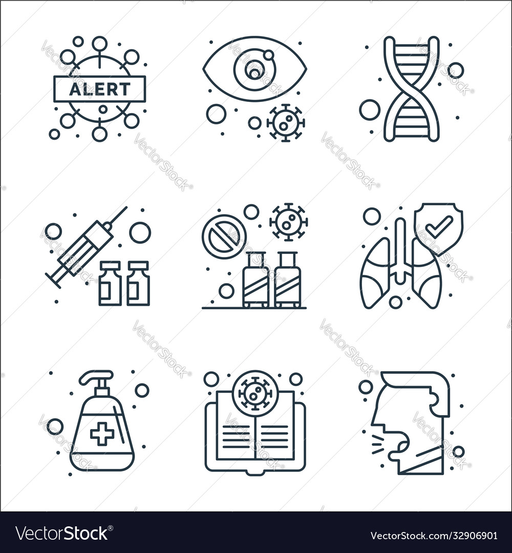 Coronavirus line icons linear set quality line Vector Image