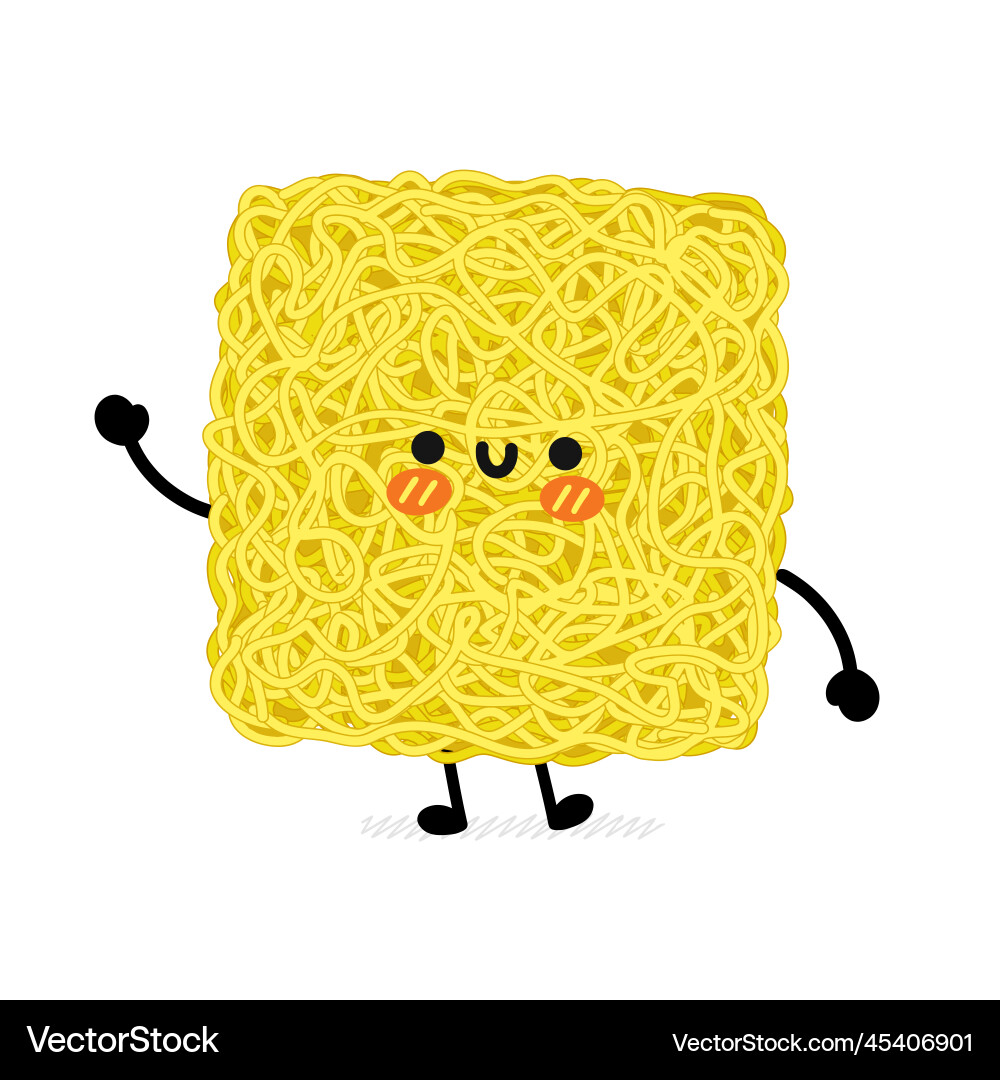 Cute funny instant noodle character hand Vector Image