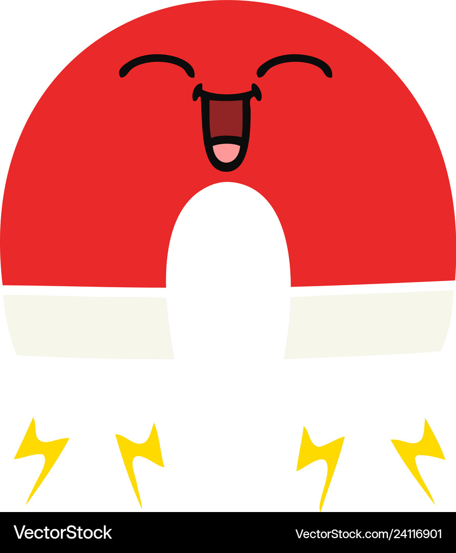 Flat color retro cartoon magnet Royalty Free Vector Image