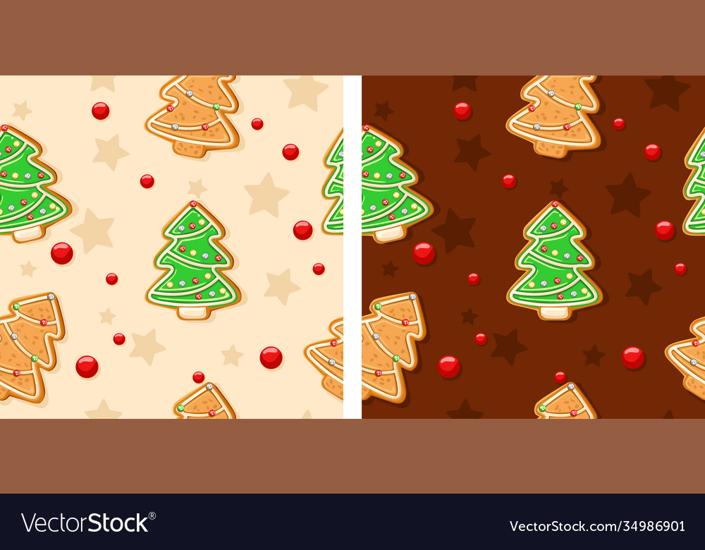 Gingerbread pattern snowy background Royalty Free Vector