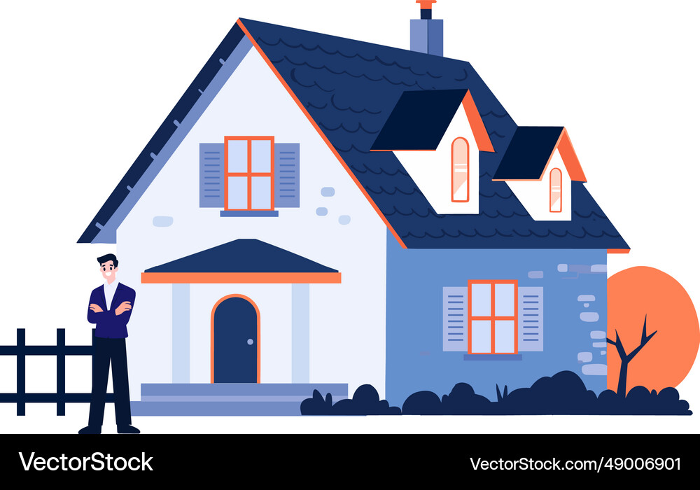 Hand drawn real estate agent character in flat Vector Image
