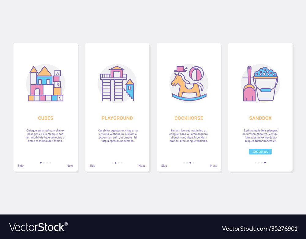 Kid toys ux ui onboarding mobile app page screen Vector Image Kid toys ux ui onboarding mobile app page screen Vector Image