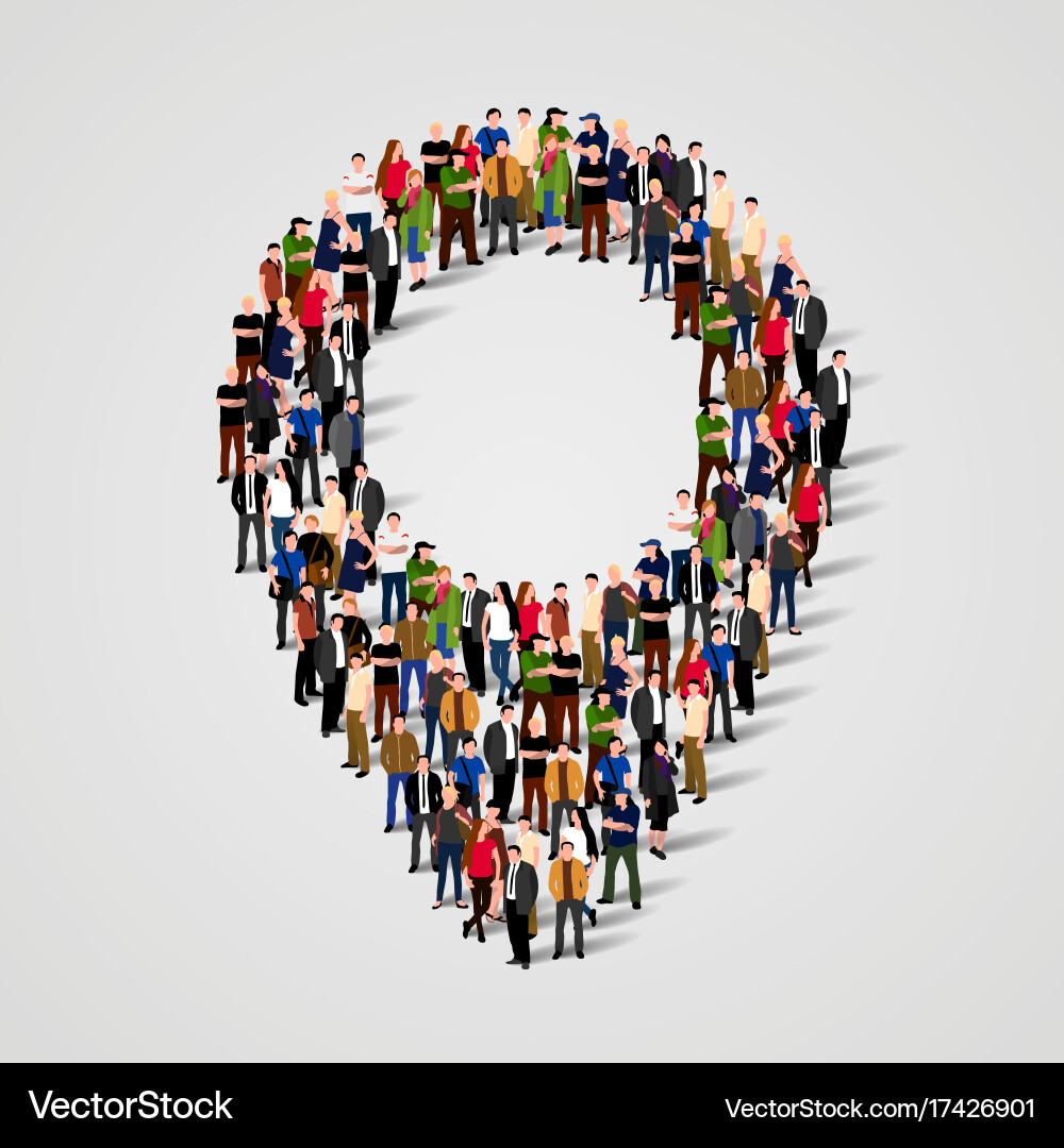 Large group of people crowded in form map Vector Image