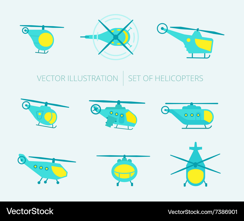 Nice set of helicopters for your design Royalty Free Vector