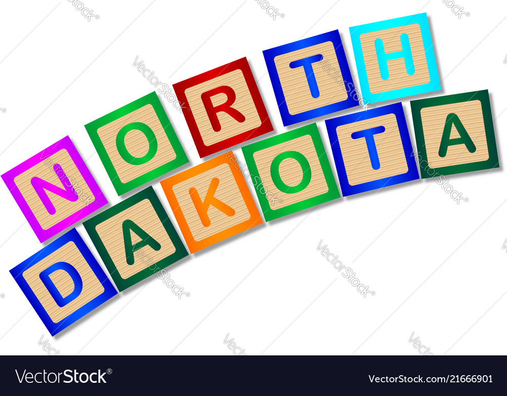 North dakota wooden block letters Royalty Free Vector Image