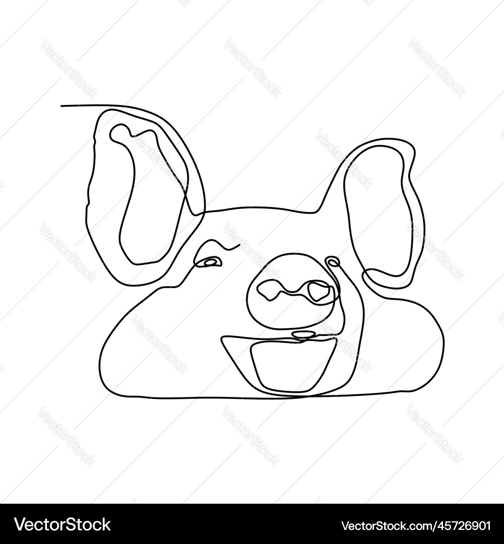 One continuous line drawing of pig head Royalty Free Vector