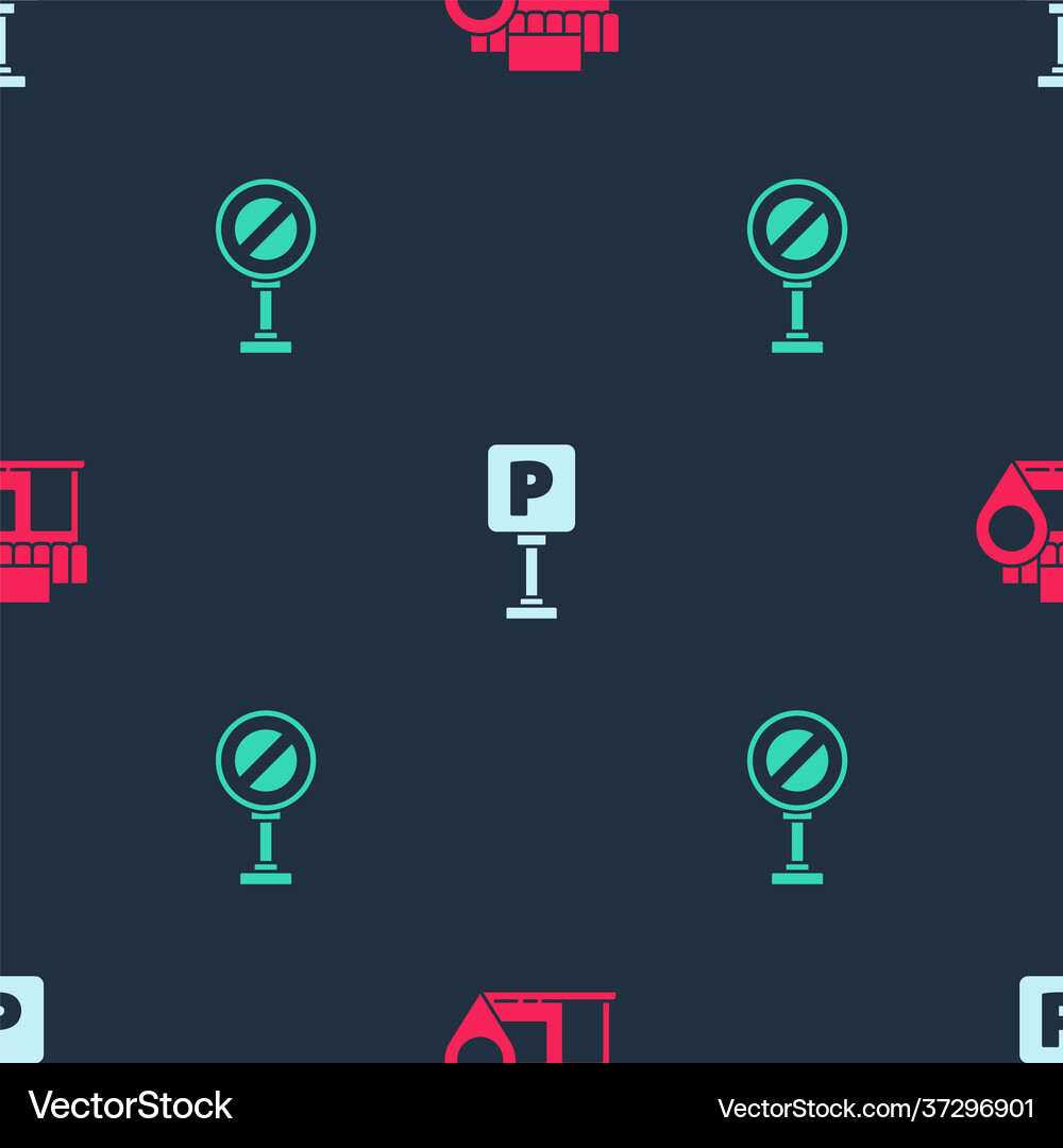 Set location with store parking and stop sign Vector Image