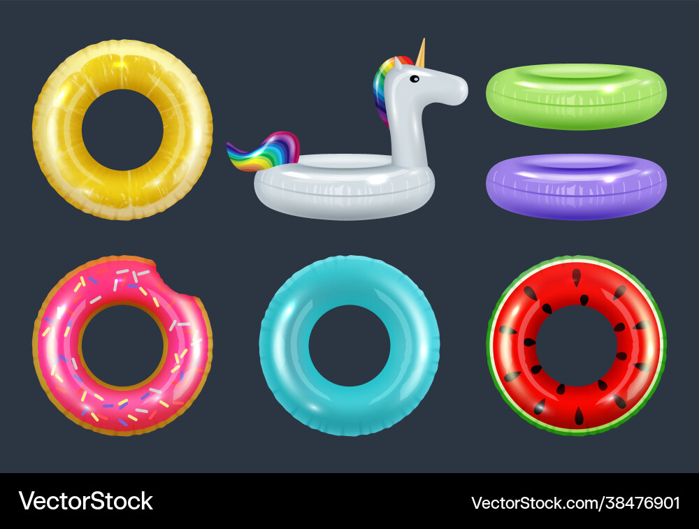 Swimming rings colored inflatable safety rubber Vector Image