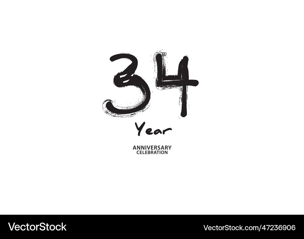 34 year anniversary celebration logotype on white Vector Image