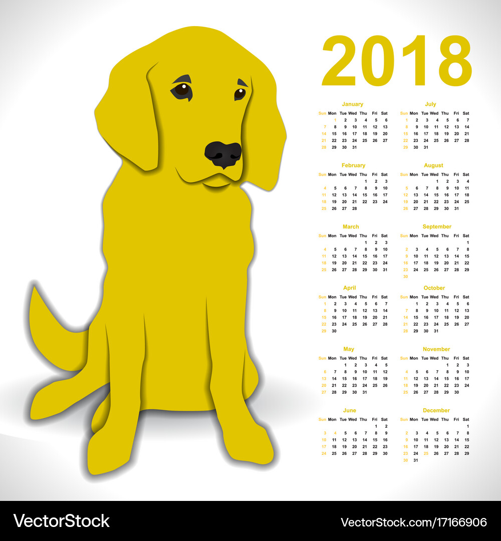 Calendar with dog Royalty Free Vector Image - VectorStock