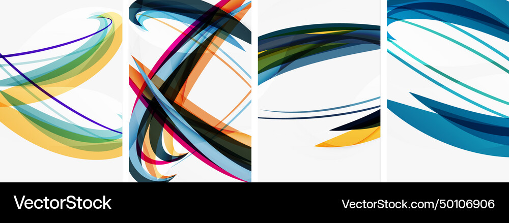 Colorful wave lines poster set for wallpaper Vector Image