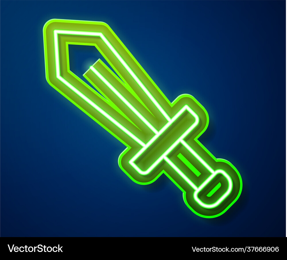 Glowing neon line sword for game icon isolated Vector Image