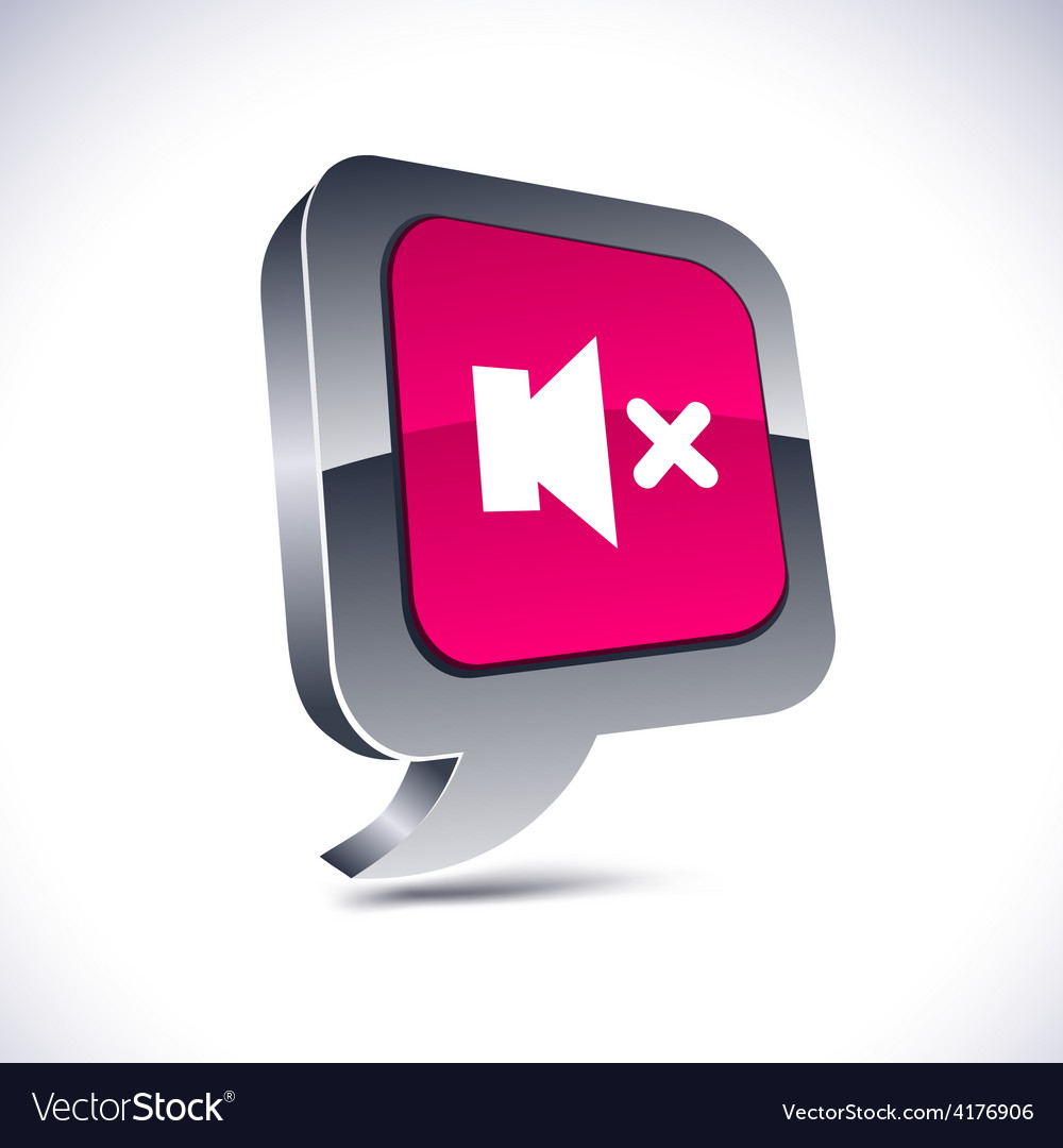 Mute 3d balloon button Royalty Free Vector Image