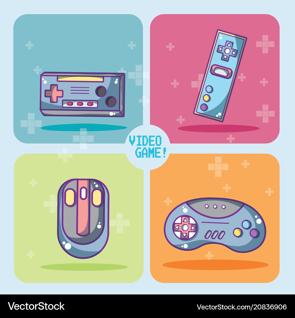 Set of videogames icons Royalty Free Vector Image