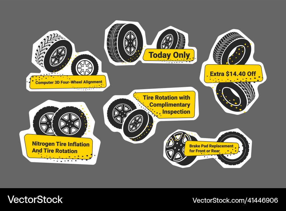 Tire rotation label advertising collection Vector Image