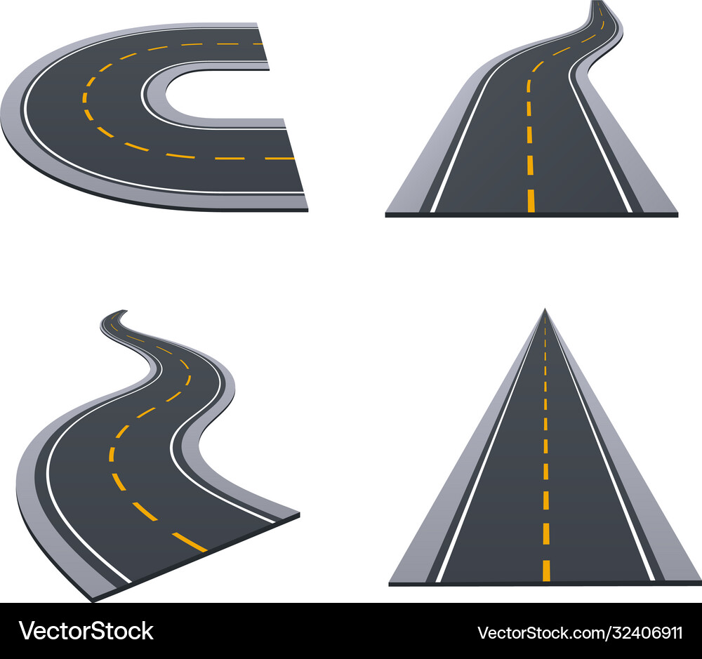Asphalted roads track highways car roads Vector Image