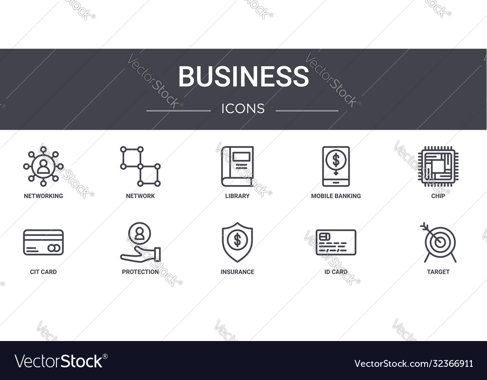 Business concept line icons set contains icons Vector Image