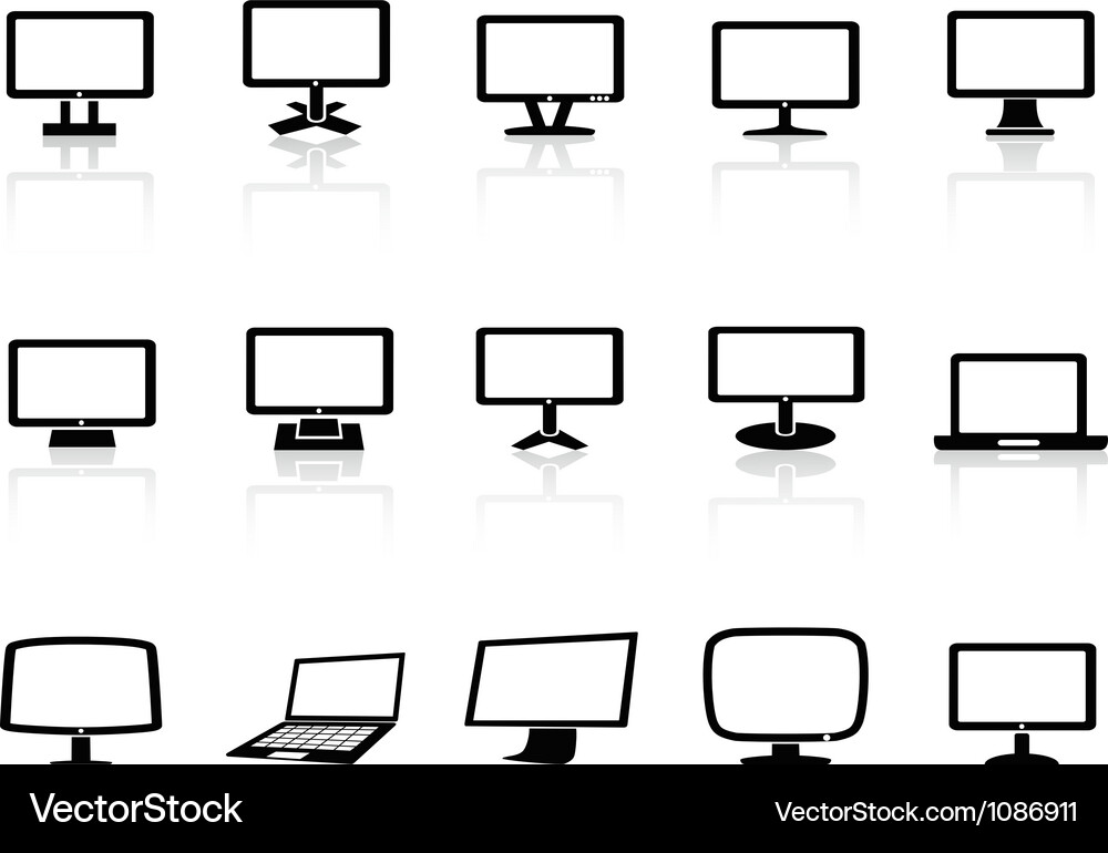 Computer monitor icons set Royalty Free Vector Image