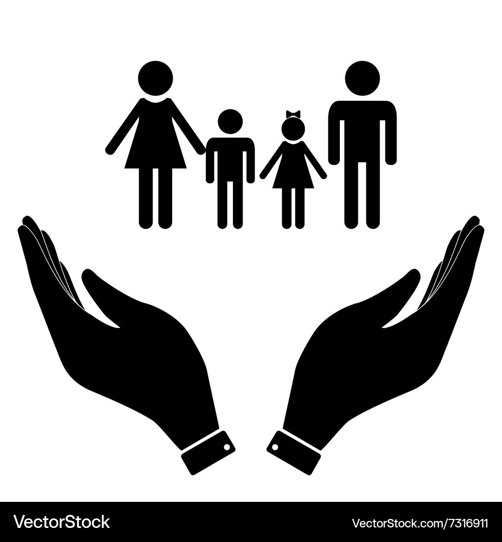 Family in hand icon Royalty Free Vector Image - VectorStock
