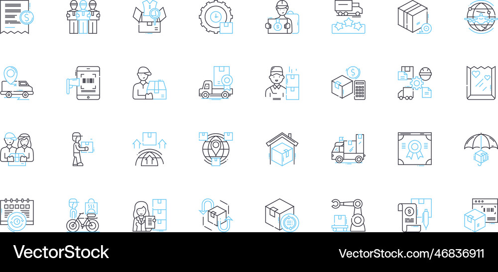 Goods delivery linear icons set shipping Vector Image