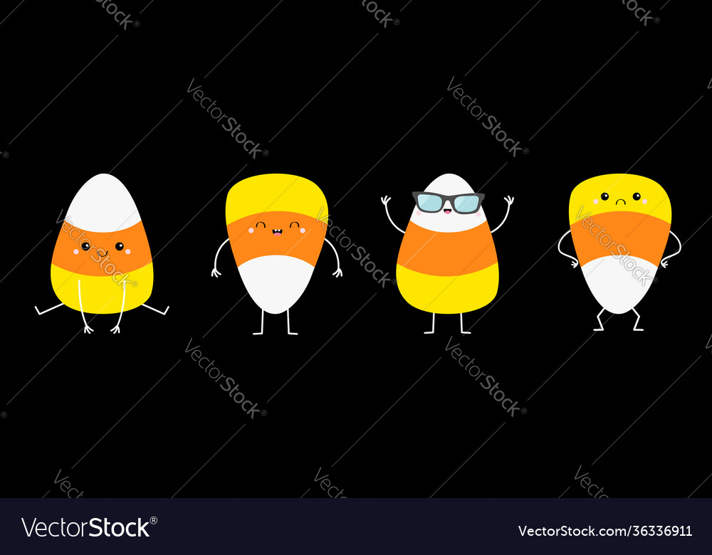 Happy halloween candy corn set with funny faces Vector Image