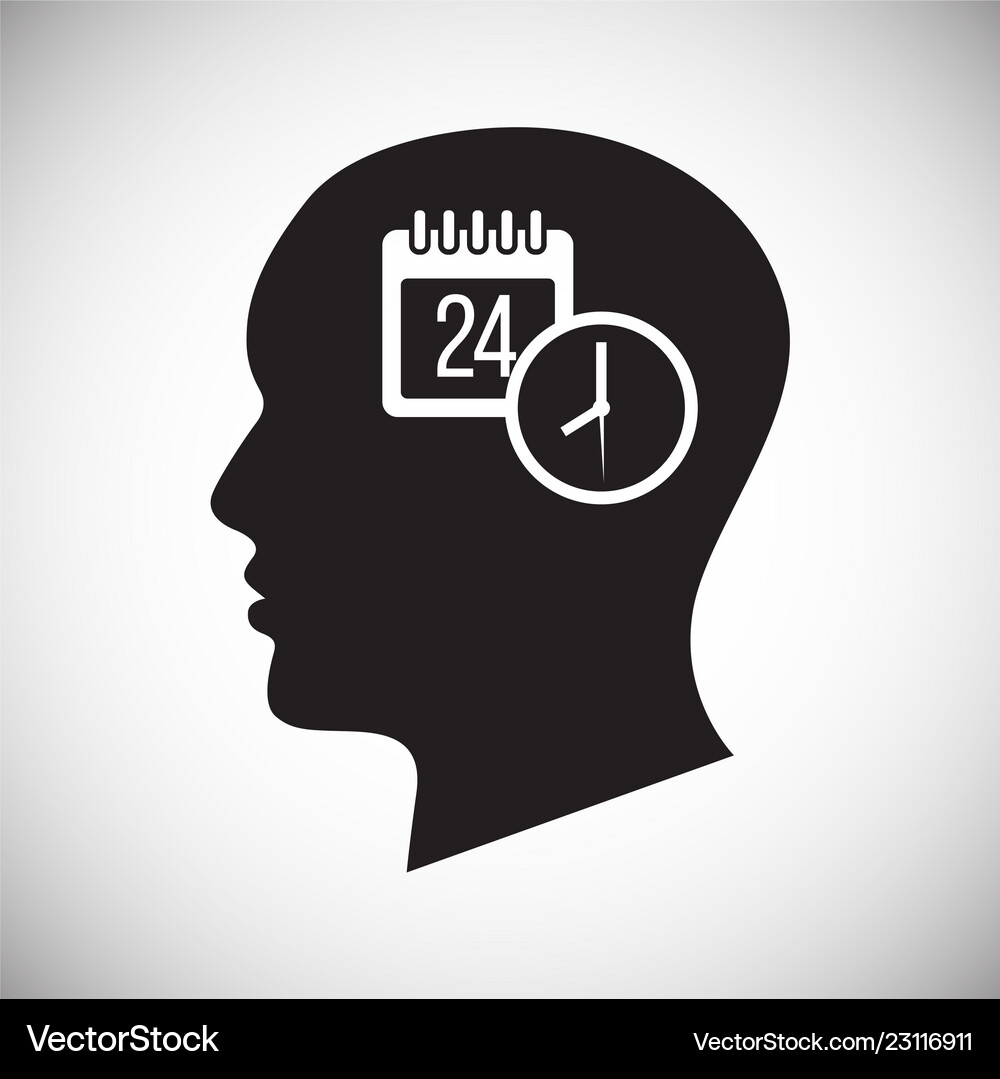 Human head with calendar icon on white background Vector Image
