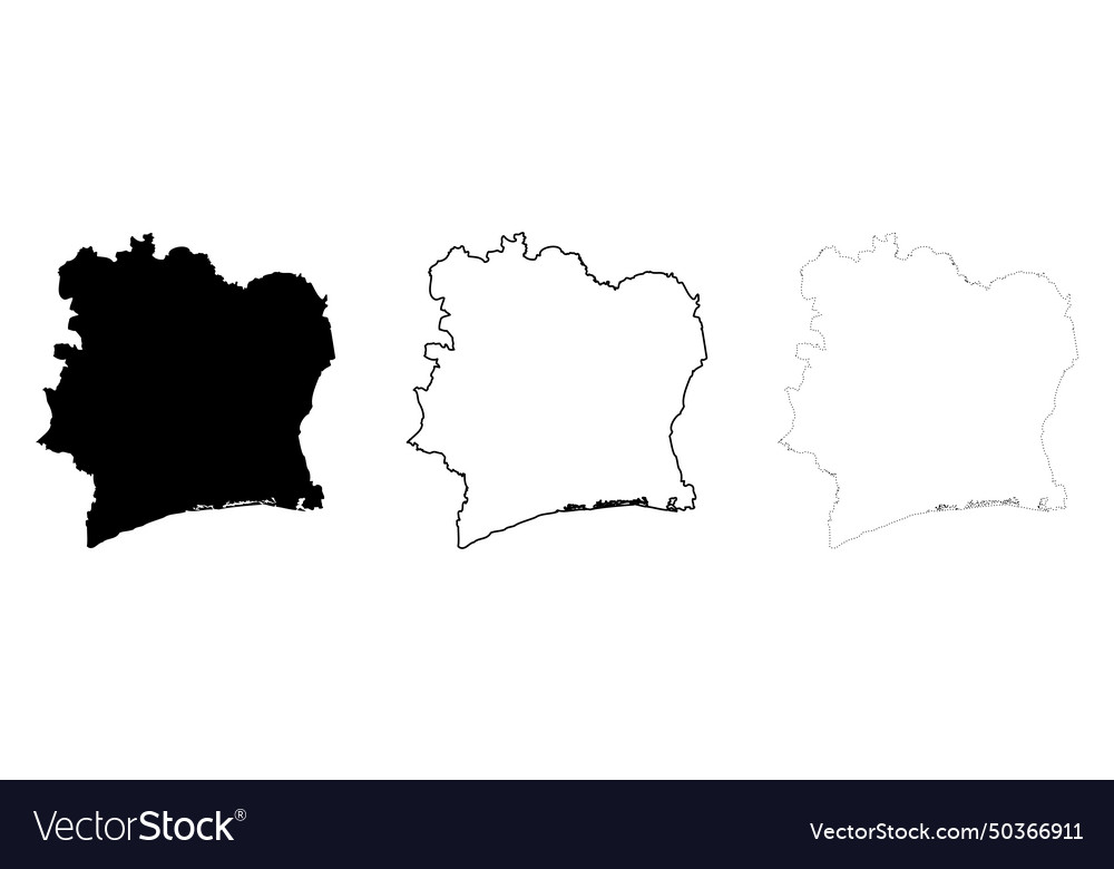 Ivory Coast Country Map Silhouette Royalty Free Vector Image