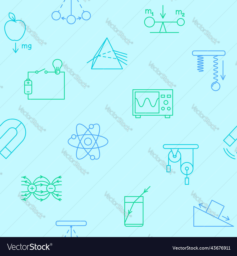 Physics seamless pattern in line style Royalty Free Vector