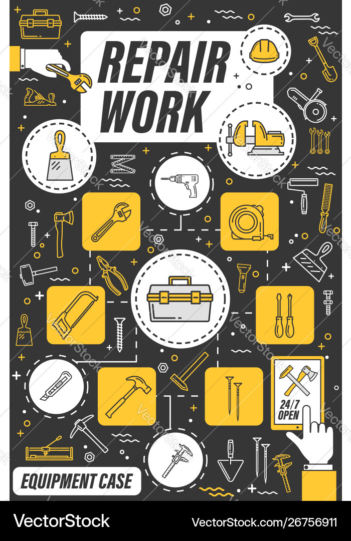 Repair work tools home renovation equipment Vector Image