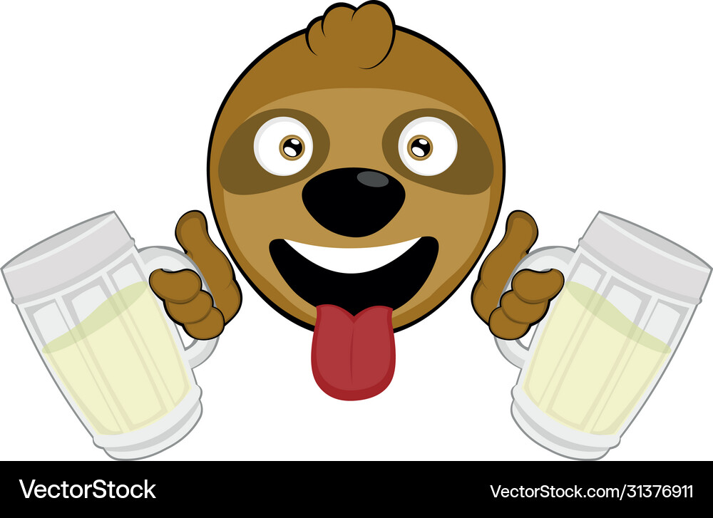 Sloth with Beer - Cartoon Animal Royalty Free Vector Image