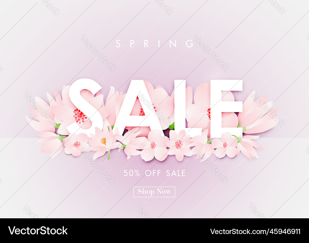 Spring sale background with beautiful flower Vector Image