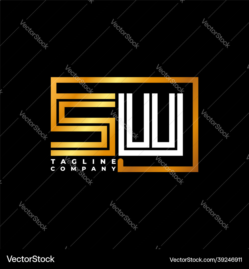 Sw letter golden shape line Royalty Free Vector Image