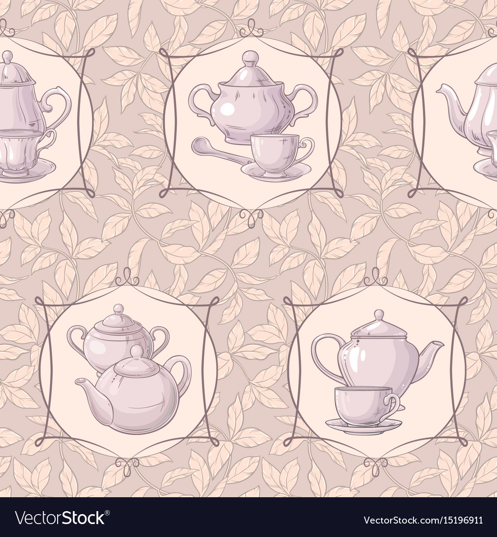 Tea time pattern Royalty Free Vector Image - VectorStock