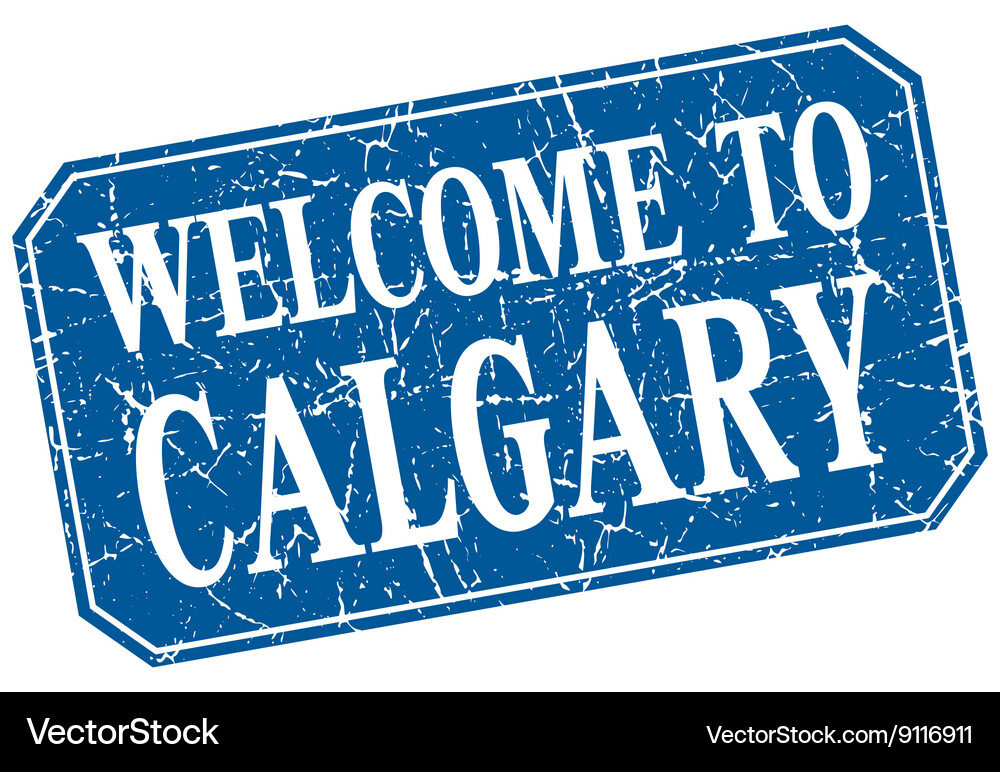 Welcome to calgary blue square grunge stamp Vector Image