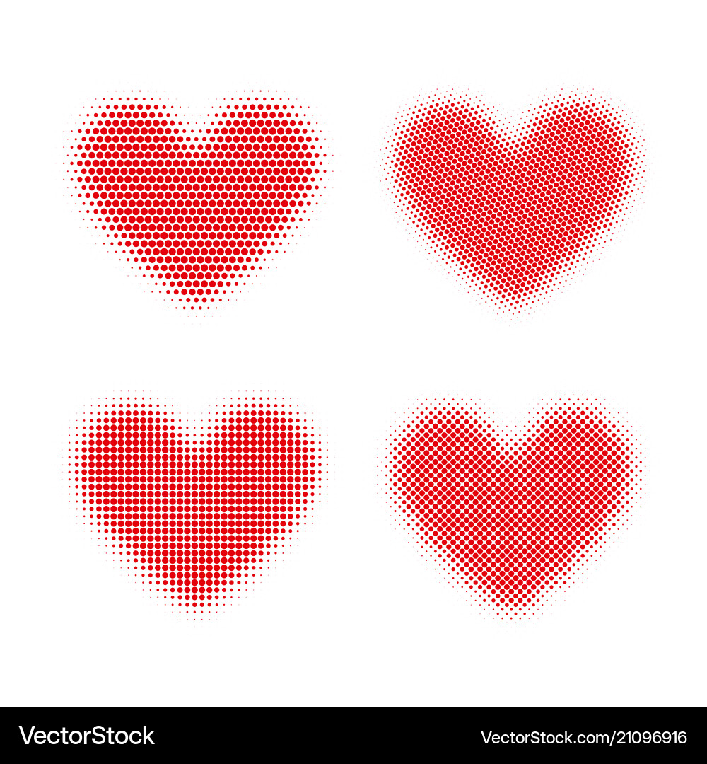 A set of halftone hearts Royalty Free Vector Image