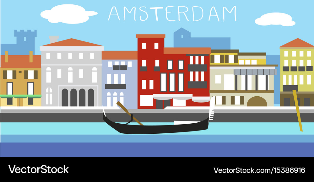 Amsterdam cityscape in simple style Royalty Free Vector