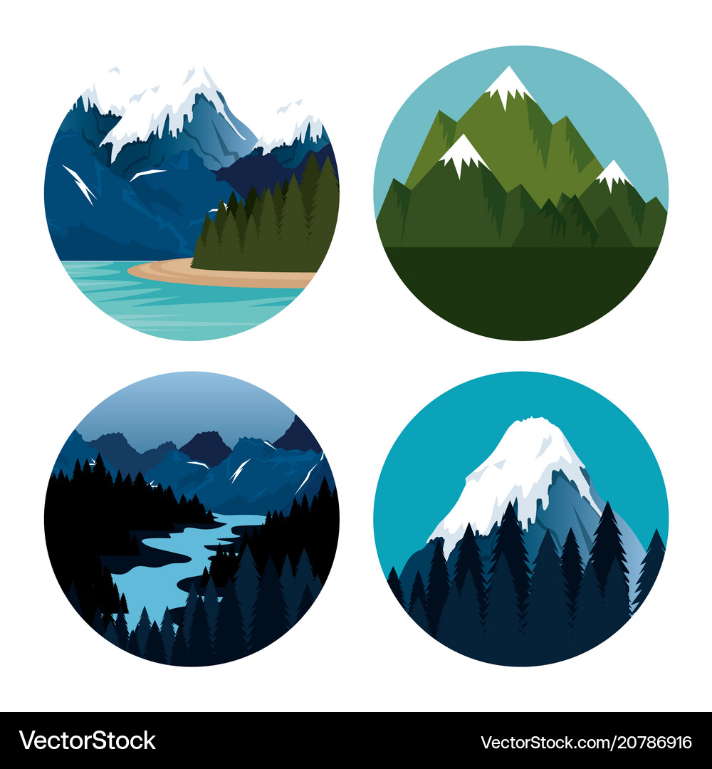 Canadian landscape scene icon Royalty Free Vector Image