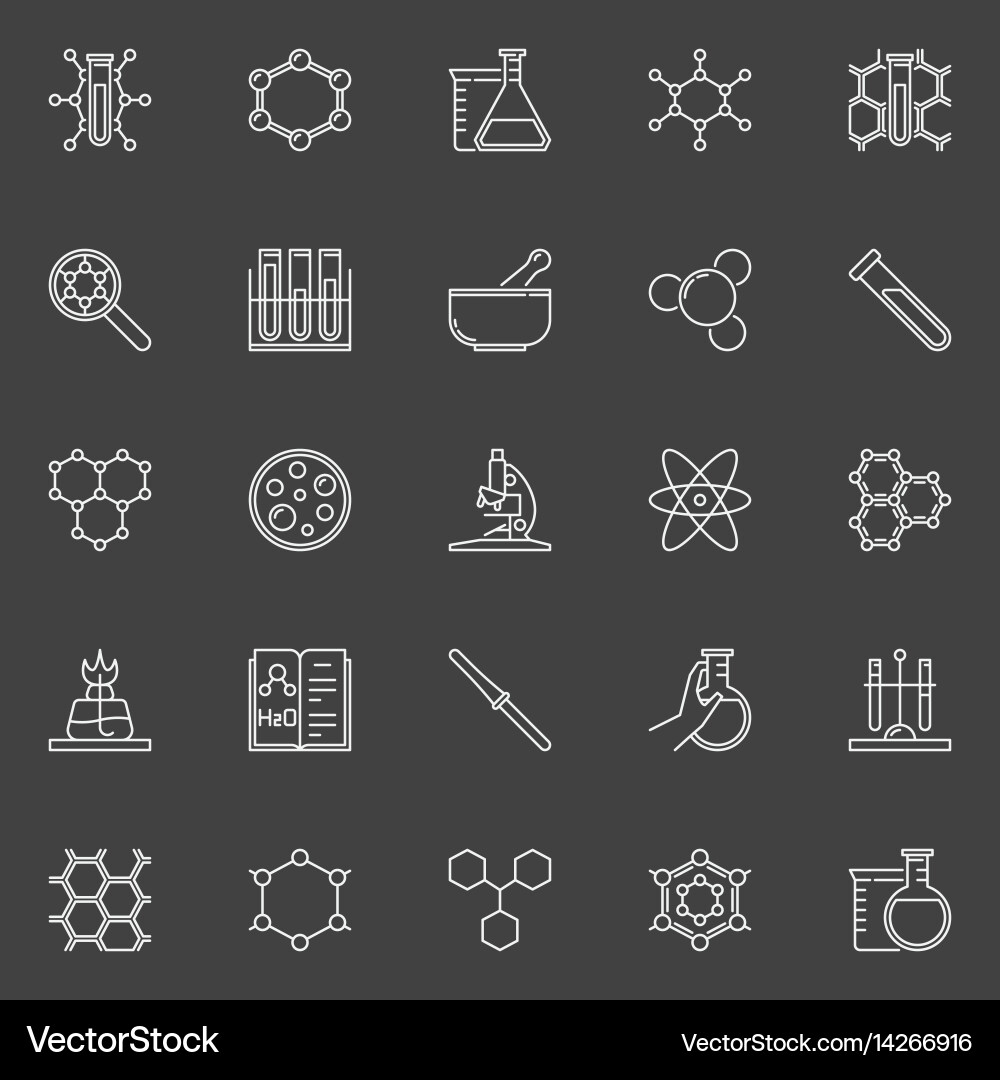 Chemical line icons collection Royalty Free Vector Image
