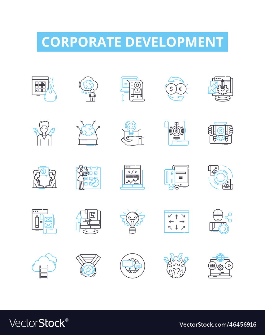 Corporate development line icons set Royalty Free Vector Corporate development line icons set Royalty Free Vector