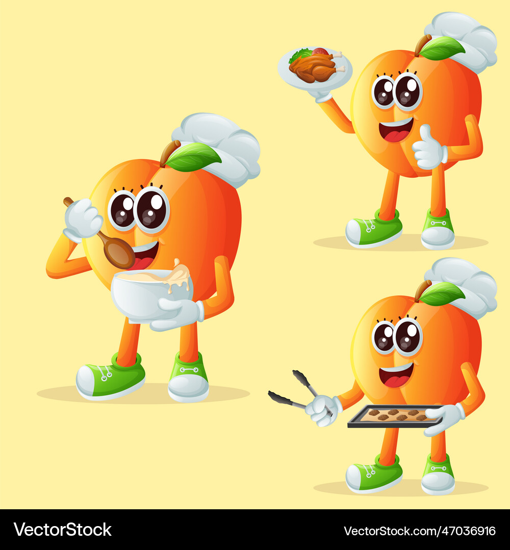 Cute apricot character in the kitchen Royalty Free Vector