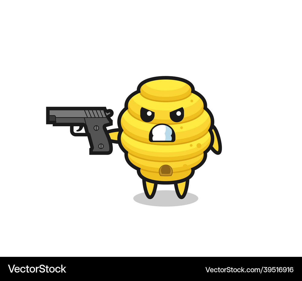Cute bee hive character shoot with a gun Vector Image