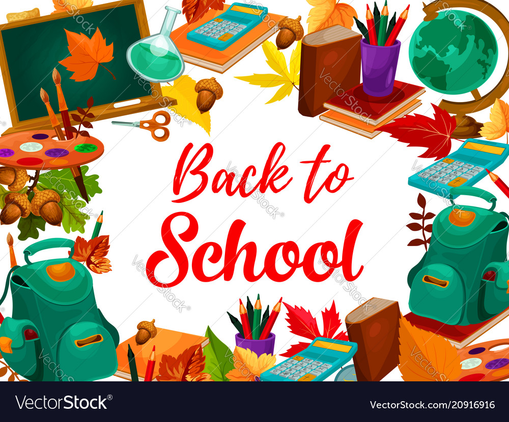 Education supplies poster back to school design Vector Image