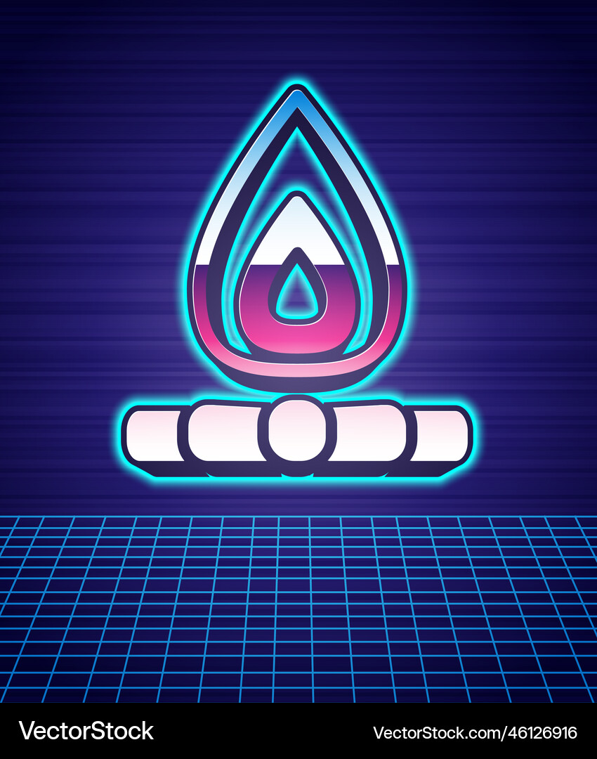 Retro style campfire icon isolated futuristic Vector Image