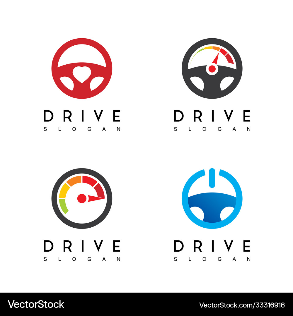 Steering wheel drive logo design inspiration Vector Image